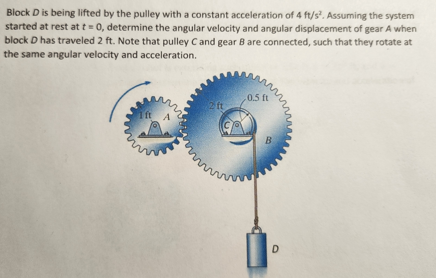 Block D ﻿is being lifted by the pulley with a | Chegg.com