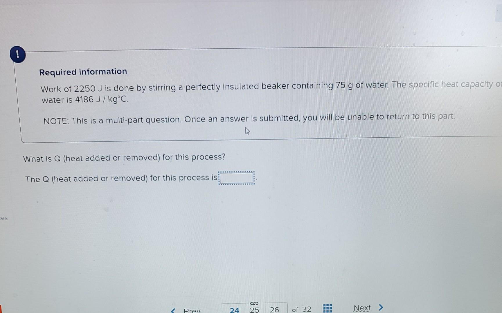 Required information Work of 2250 J is done by | Chegg.com