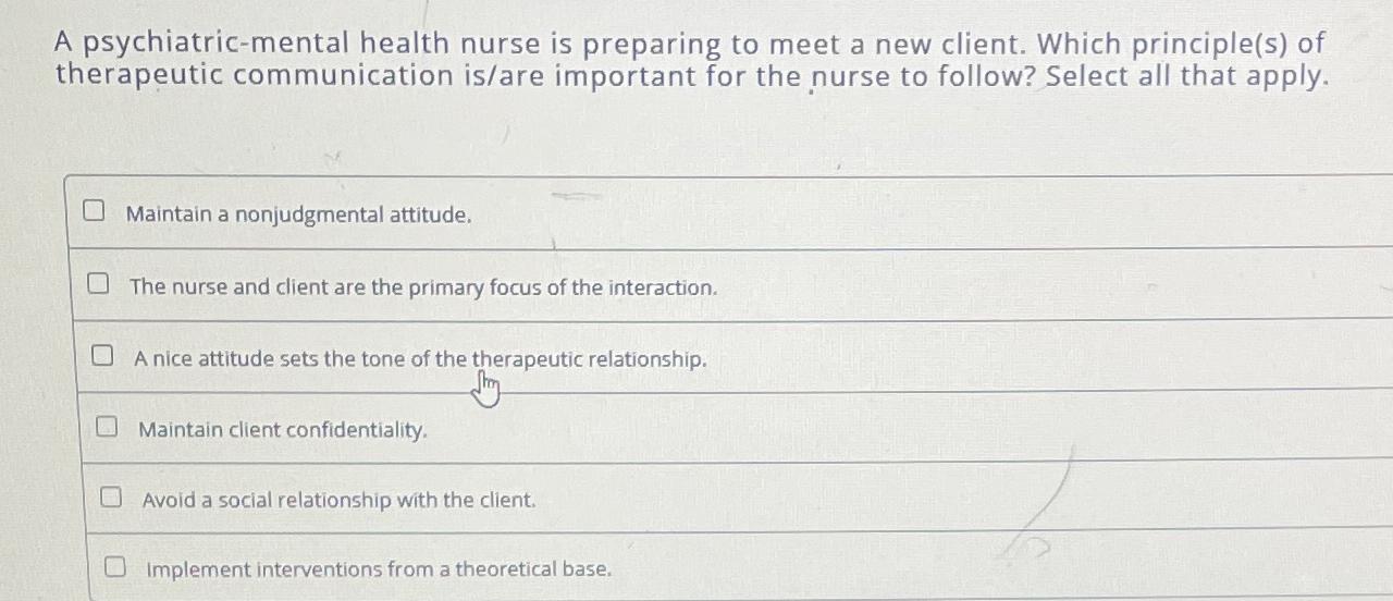 Solved A psychiatric-mental health nurse is preparing to | Chegg.com
