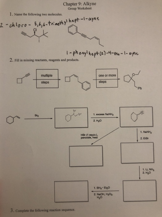 Solved Chapter 9: Alkyne Group Worksheet 1. Name the | Chegg.com