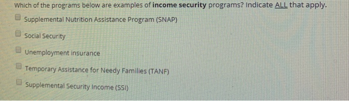 Solved Which of the programs below are examples of income | Chegg.com