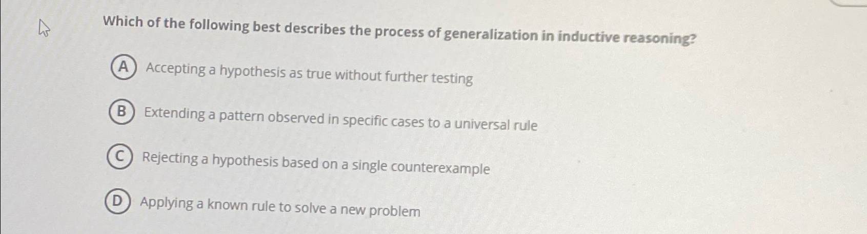 Solved Which of the following best describes the process of | Chegg.com