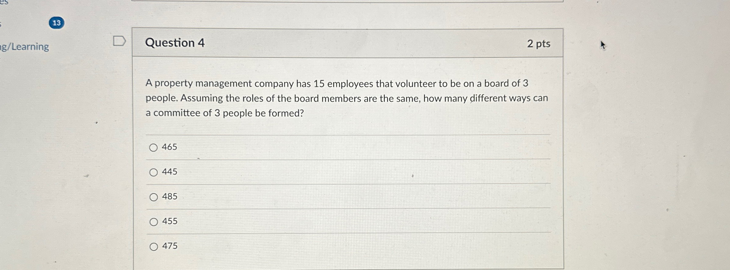 Solved 13g? ﻿LearningQuestion 42 ﻿ptsA property management | Chegg.com