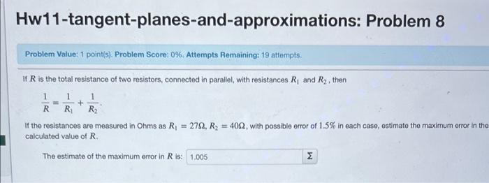 Solved Hw11-tangent-planes-and-approximations: Problem 10 | Chegg.com