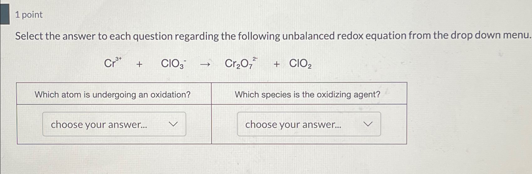 Solved 1 ﻿pointSelect the answer to each question regarding | Chegg.com