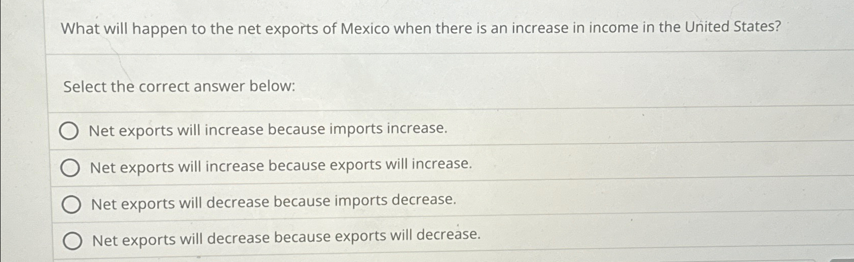 Solved What Will Happen To The Net Exports Of Mexico When Chegg