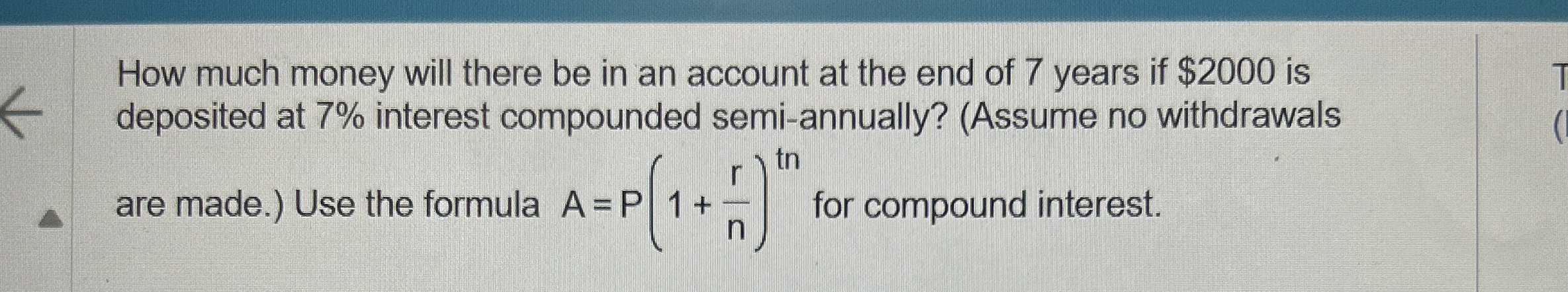 Solved How much money will there be in an account at the end | Chegg.com