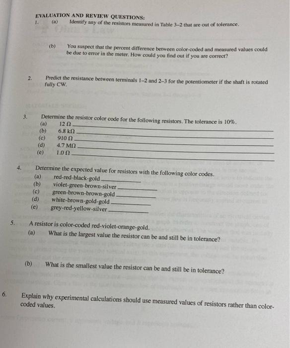 Solved EVALUATION AND REVIEW QUESTIONS: 1. (a) Identify any | Chegg.com