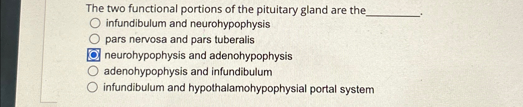 Solved The two functional portions of the pituitary gland | Chegg.com