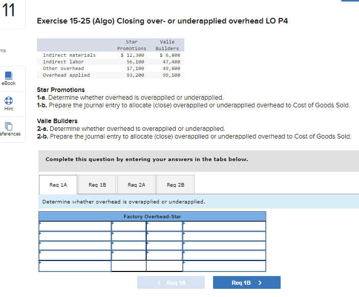 Solved Exercise 15-25 (Algo) Closing over- or underapplied | Chegg.com Solved Exercise 15-25 (Algo) Closing over- or underapplied | Chegg.com