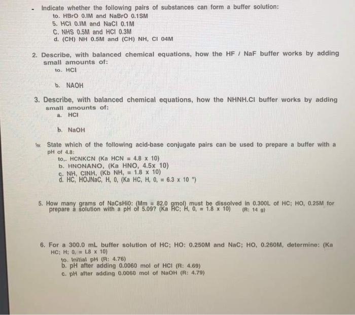 Solved Indicate whether the following pairs of substances | Chegg.com