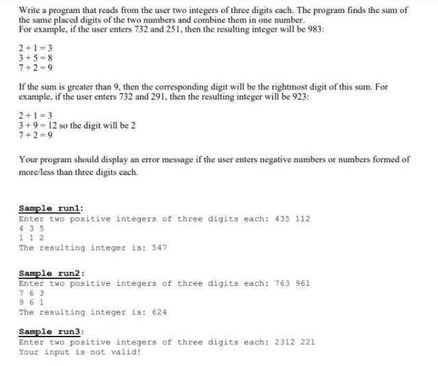 Solved Write a program that reads from the user two integers | Chegg.com