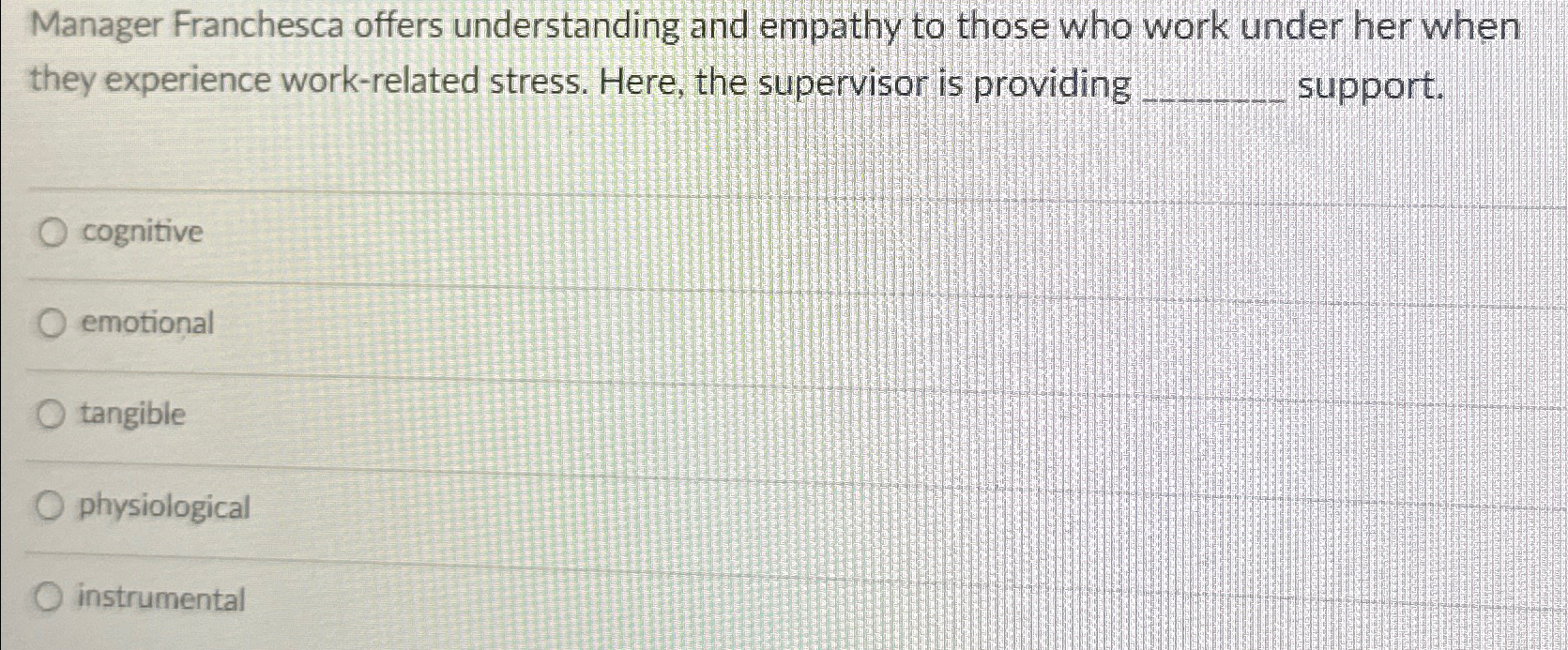 Solved Manager Franchesca offers understanding and empathy | Chegg.com