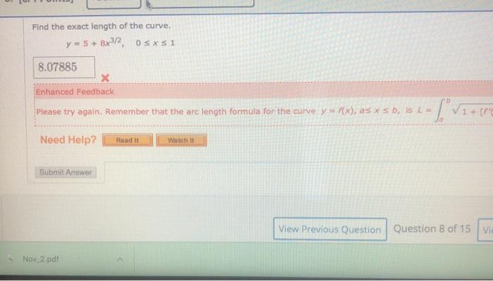 Solved Find the exact length of the curve. y = 5 + 8x3/2, | Chegg.com