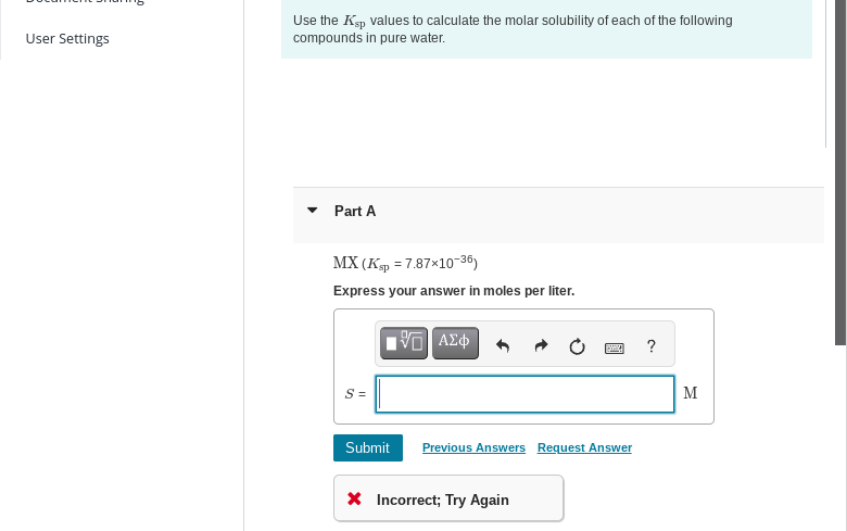 Solved Use the Ksp ﻿values to calculate the molar solubility | Chegg.com