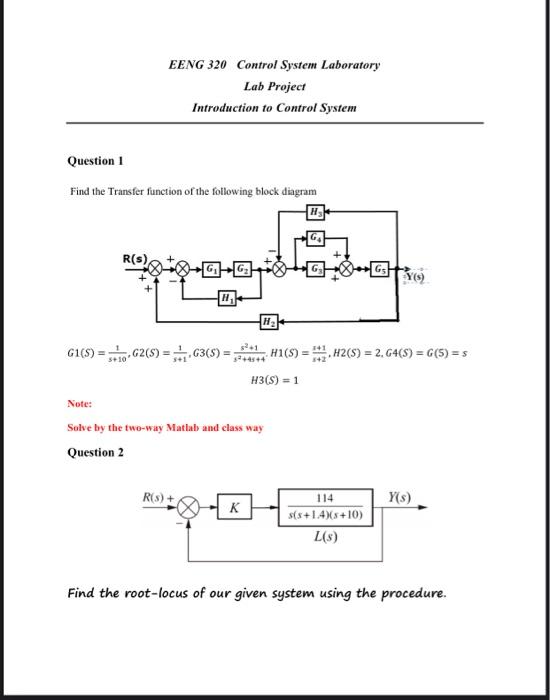 For The Block Diagram Given Find The Transfer Function Solve