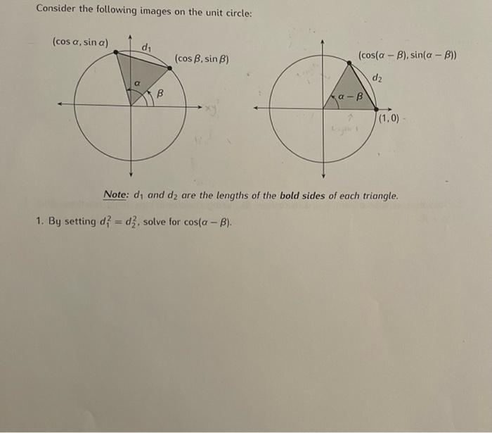 Solved Consider the following images on the unit circle: | Chegg.com