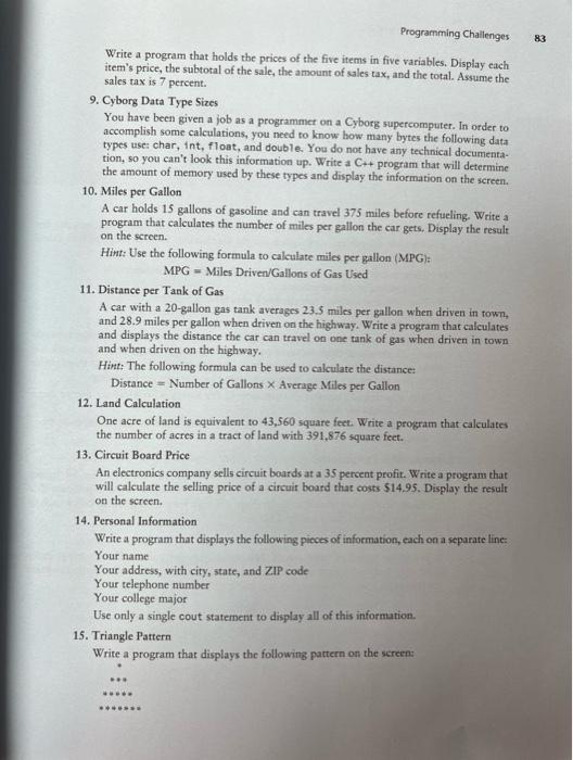 Solved 83 Programming Challenges Write a program that holds | Chegg.com