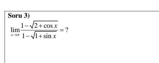 Solved limx→π1−1+sinx1−2+cosx=? | Chegg.com