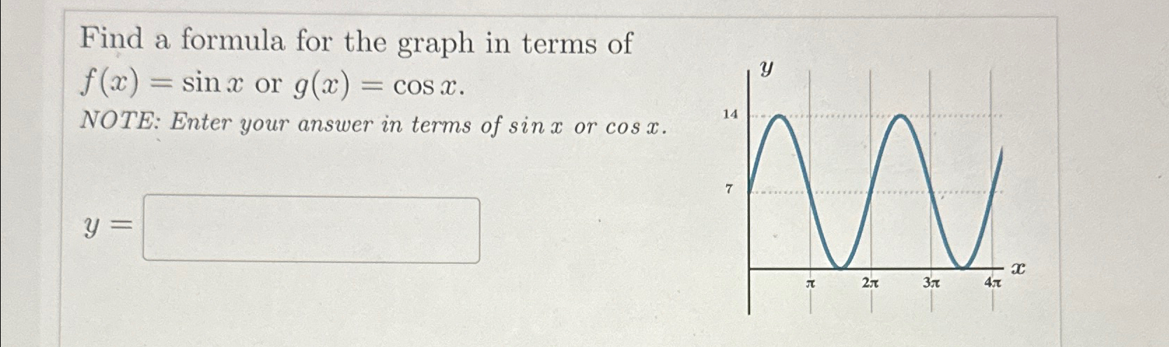Solved Find a formula for the graph in terms of f(x)=sinx | Chegg.com