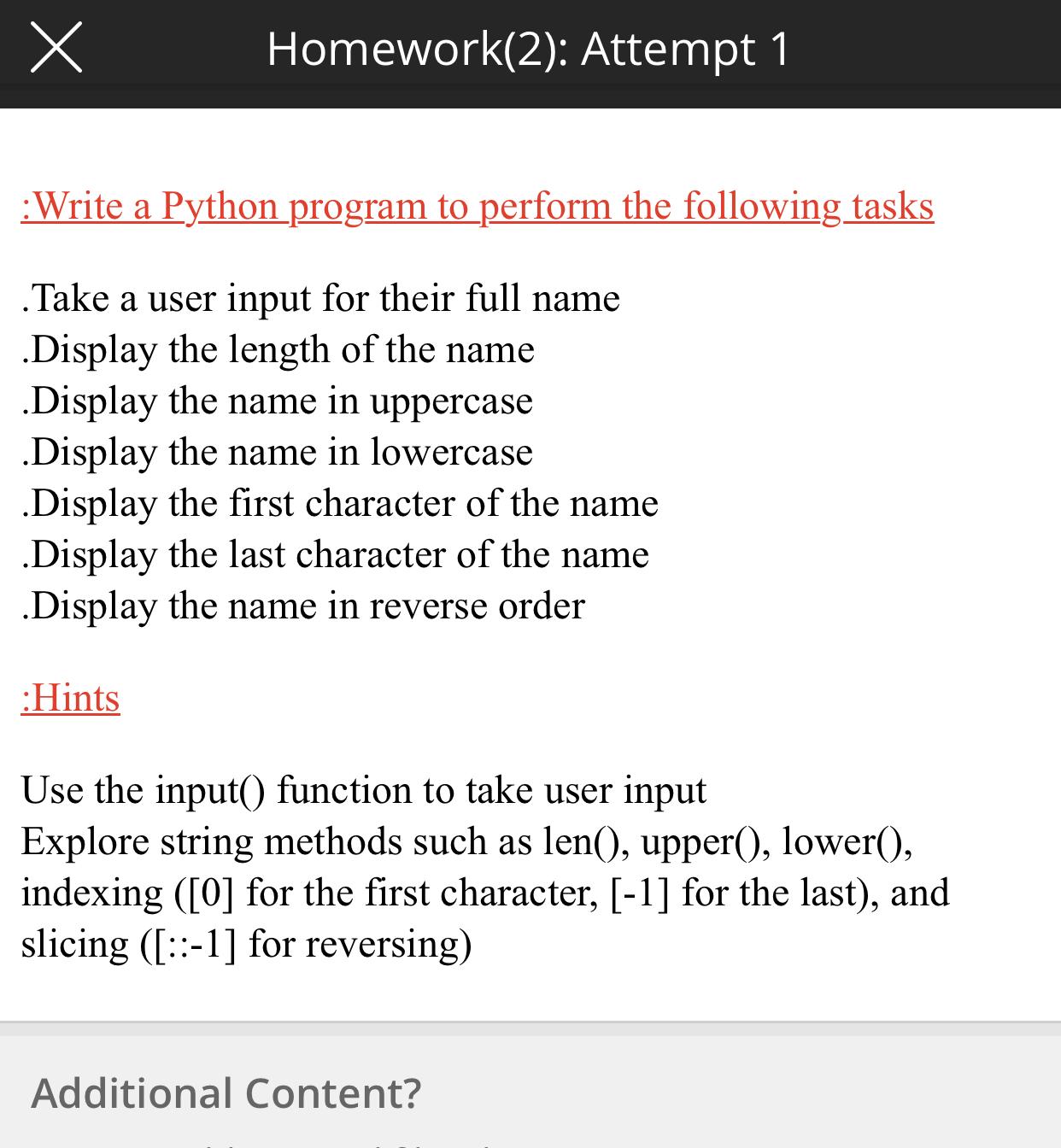 Solved Homework(2): Attempt 1:Write a Python program to | Chegg.com