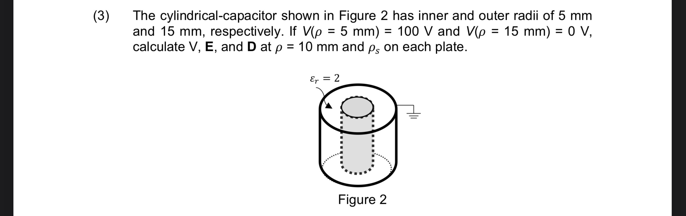 Solved (3) ﻿The cylindrical-capacitor shown in Figure 2 ﻿has | Chegg.com