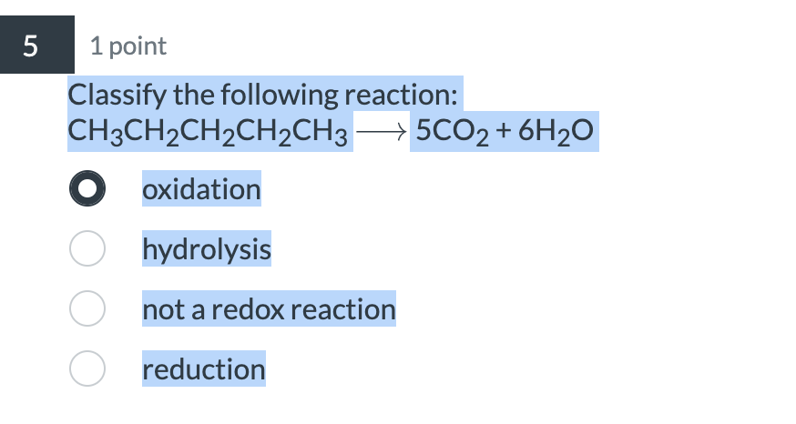Solved Classify the following reaction: | Chegg.com