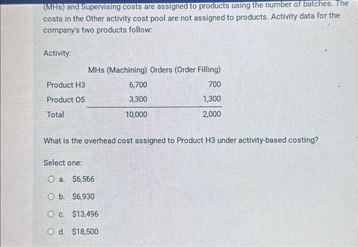 Solved Walsh Corporation uses an activity-based costing | Chegg.com