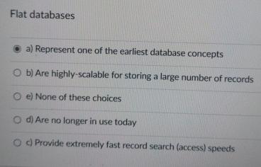 Solved Flat databasesa) ﻿Represent one of the earliest | Chegg.com