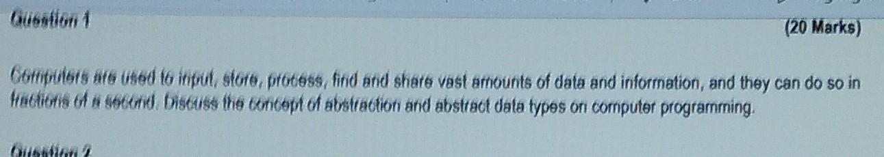 Solved (20 Marks) Computers are used to input, store | Chegg.com