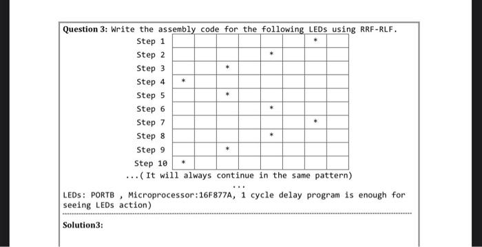 Solved LEDS: PORTB, Microprocessor:16F877A, 1 cycle delay | Chegg.com
