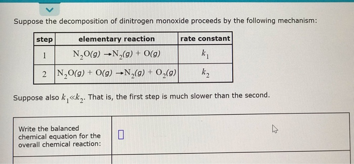Solved Suppose the decomposition of dinitrogen monoxide | Chegg.com