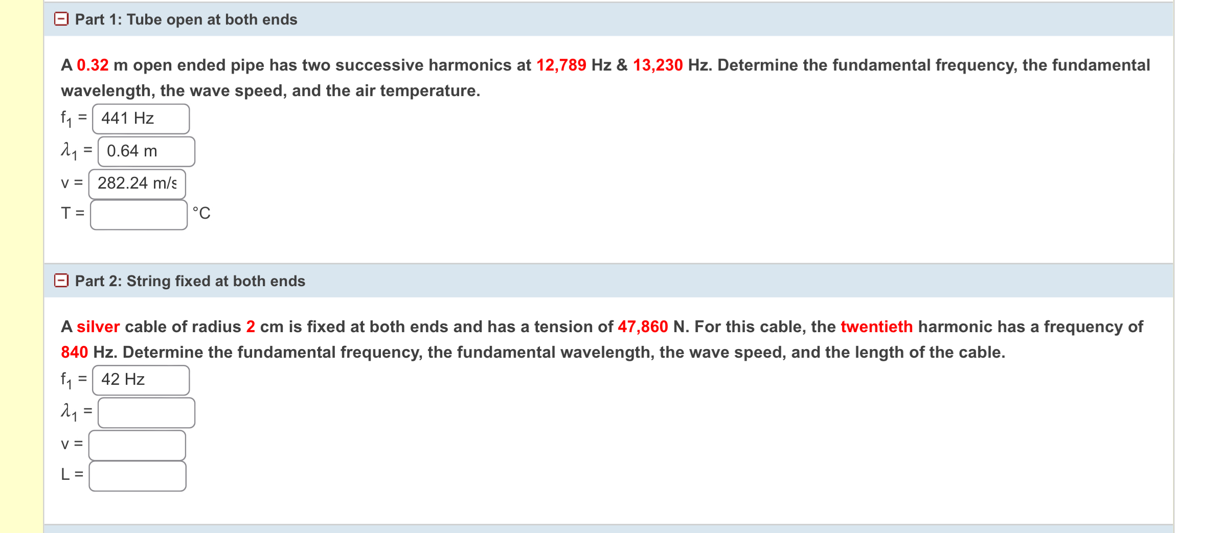 Solved Part 1: Tube open at both endsA 0.32m ﻿open ended | Chegg.com