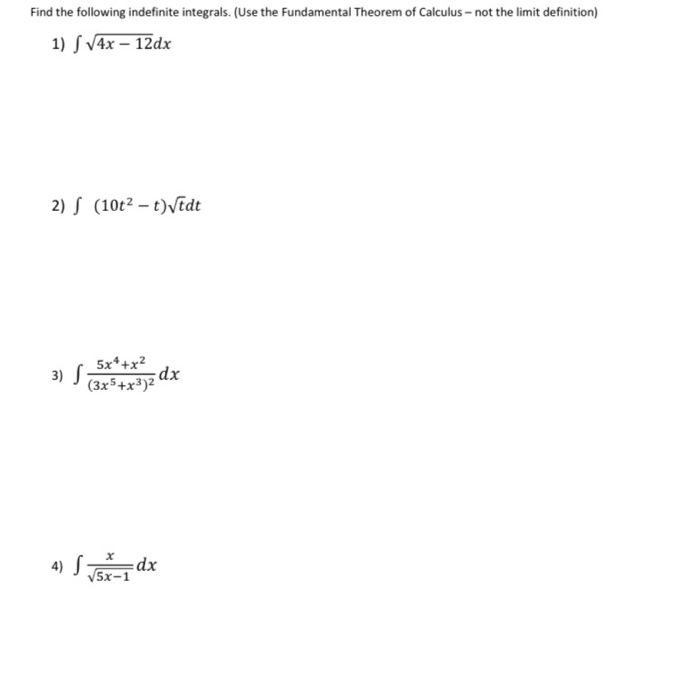 Solved Find the following indefinite integrals. (Use the | Chegg.com