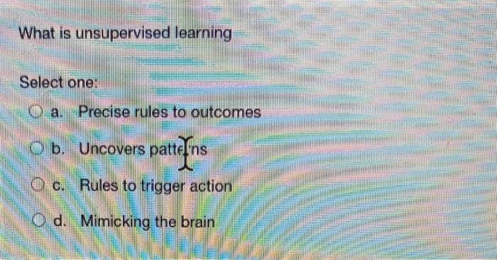 Solved What is unsupervised learning Select one: a. Precise | Chegg.com