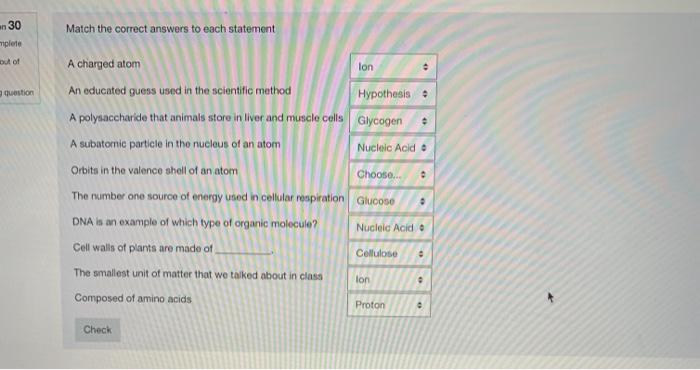 Solved en 30 mplete Match the correct answers to each | Chegg.com