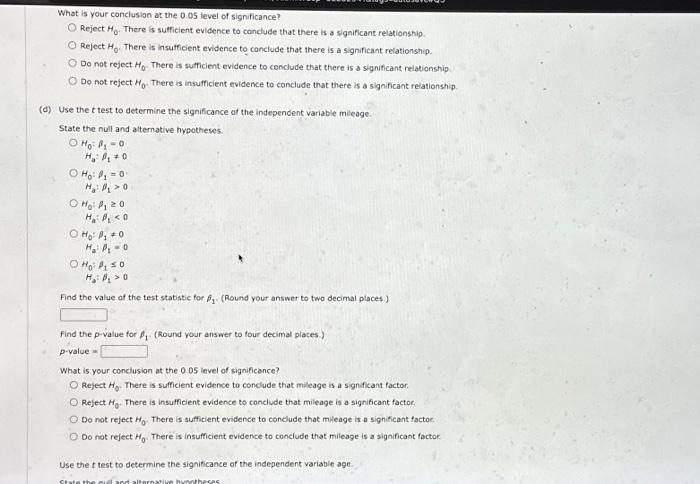 Solved represent mileage, x2 resresent age, and y represent | Chegg.com