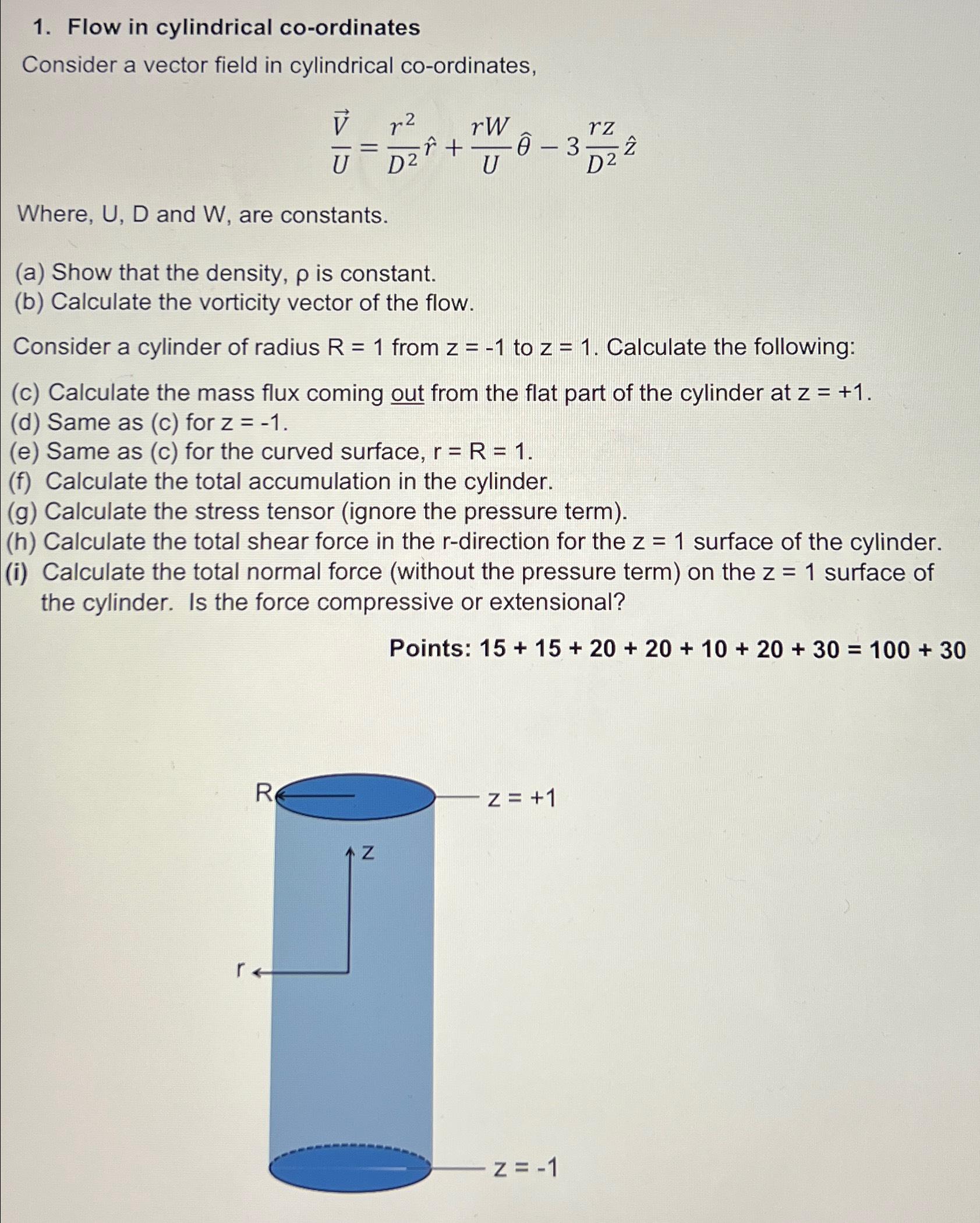 Solved Flow in cylindrical co-ordinatesConsider a vector | Chegg.com
