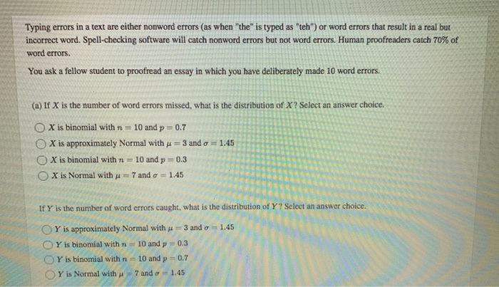 Solved Typing errors in a text are either nonword errors (as | Chegg.com