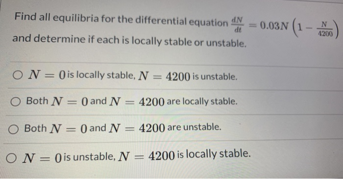 Solved Find all equilibria for the differential equation y = | Chegg.com