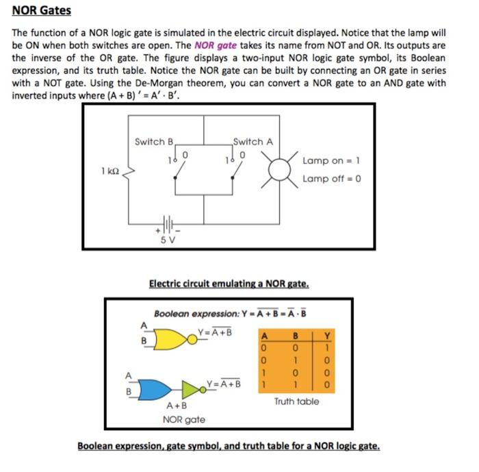 NOR Gates The function of a NOR logic gate is | Chegg.com