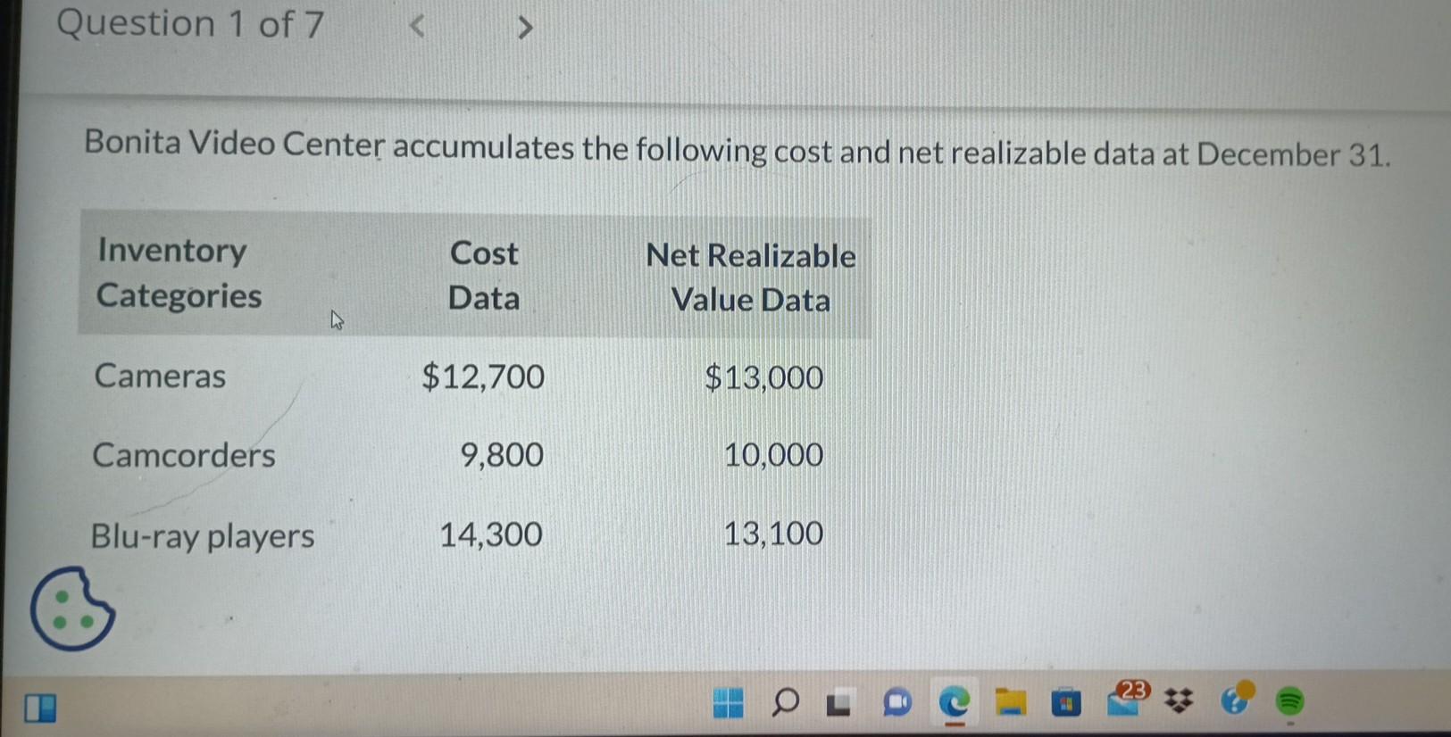 Solved compute the lower of cost or not reliable value for | Chegg.com