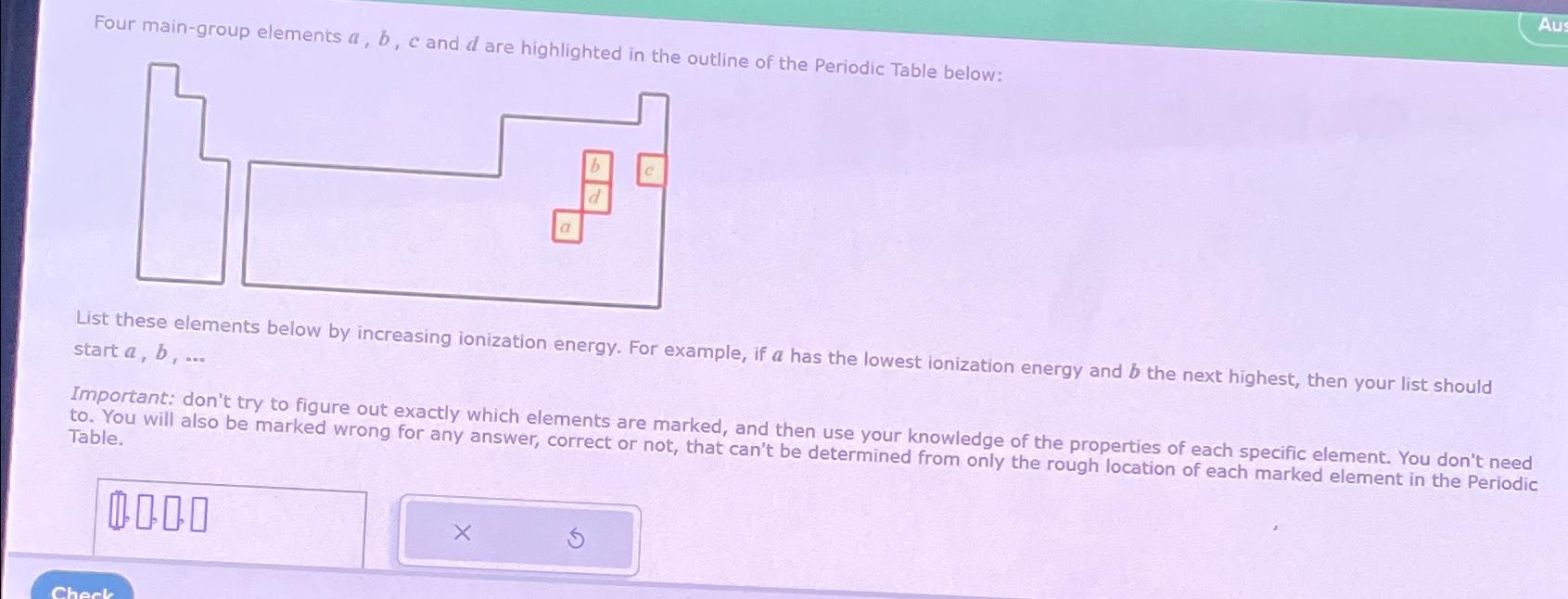 Solved Four main-group elements a,b,c ﻿and d ﻿are | Chegg.com
