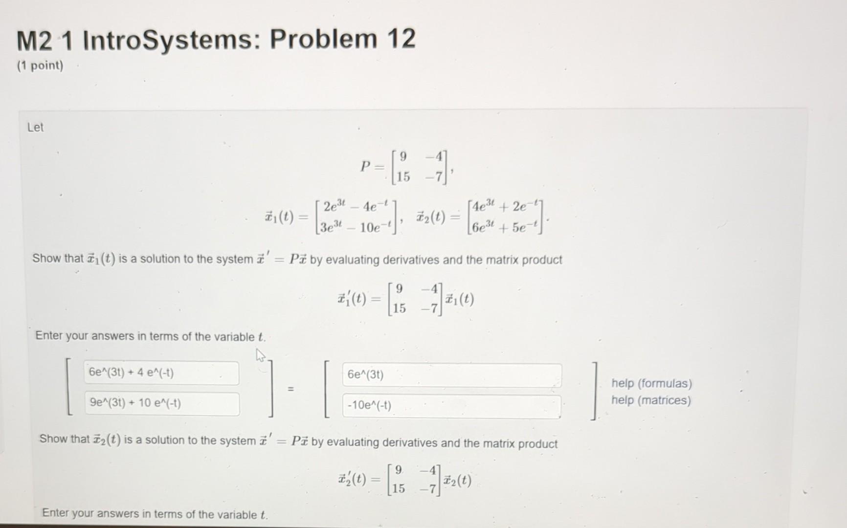 Solved M2 1 IntroSystems: Problem 12 (1 point) Let | Chegg.com