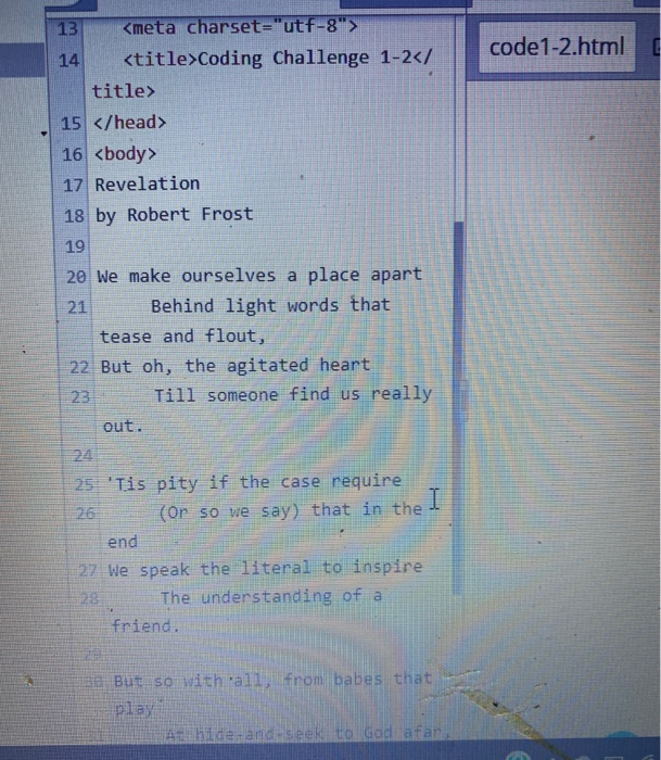 Solved Instructions FILETREE Tools workspace Code1 2 html Chegg