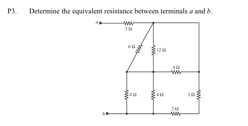 Solved P3. ﻿Determine the equivalent resistance between | Chegg.com