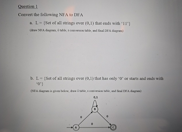 Solved Question 1Convert the following NFA to DFAa. ﻿ Set of | Chegg.com