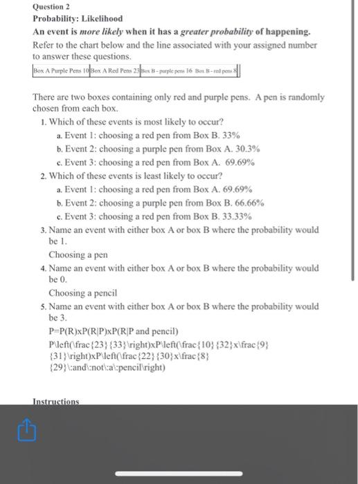 Solved Question 2 Probability: Likelihood An event is more | Chegg.com