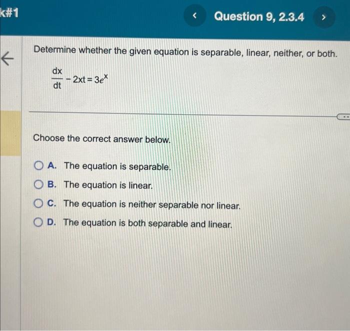Solved Determine Whether The Given Equation Is Separable