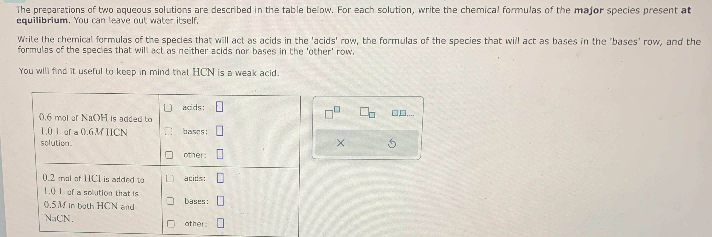 Solved The preparations of two aqueous solutions are | Chegg.com